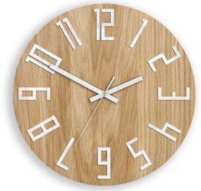 M.Clock Unikátní nástěnné dřevěné dubové hodiny 33,5cm různé barvy Barva: Bílá
