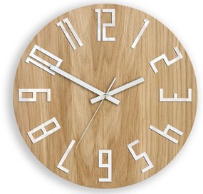 M.Clock Unikátní nástěnné dřevěné dubové hodiny 33,5cm různé barvy Barva: Žlutá