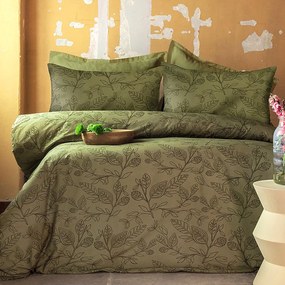SATÉNOVÉ POVLEČENÍ LUXURY GREEN 160X200 CM, 2KS 70X80 CM LISTY