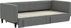 Válenda s přistýlkou a zásuvkami tmavě šedá 90 x 190 cm textil 3196625
