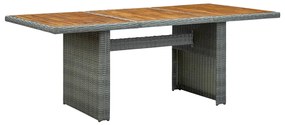 vidaXL Zahradní stůl světle šedý polyratan a masivní akáciové dřevo