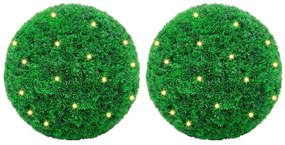 Umělé buxus koule s LED světly 2 ks zelené 27 cm 3335906