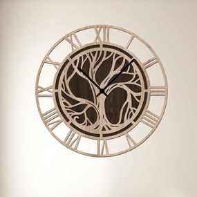 dřevo života Nástěnné hodiny STROM ČASU Zvolte barvu dekoru: Dub Sonoma-Wenge, Velikost hodin: 50x50, Barva ručiček: Černé