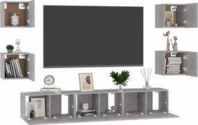 7dílný set TV skříněk betonově šedý kompozitní dřevo 3079081
