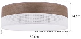 Stropní svítidlo Wood, 1x hnědá ořechová dýha/bílé plastové stínítko, (bílé plexisklo), (fi 50cm)