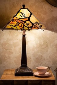 Hranatá stolní lampa Tiffany s větvemi stromu Tree - Ø 36*57 cm E27/max 2*60W
