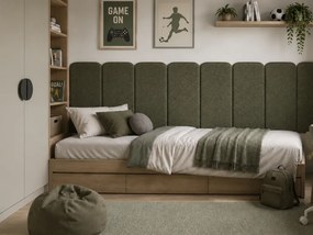 Rovný čalouněný panel na zeď PLYŠ se zaoblenými rohy Zvolte barvu: Světle modrá, Zvolte rozměr: 30x60 cm, Uchycení na zeď: Bez uchycení (možnost použití lepidla)