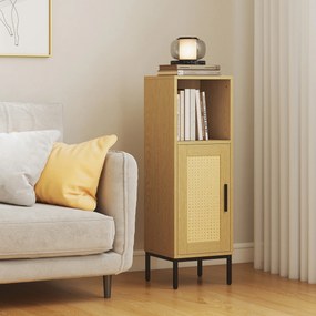 HOMCOM Koupelnová skříň, úzká volně stojící koupelnová skříň s nastavitelnou policí, přírodní