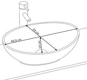 BPS-koupelny Keramické umyvadlo na desku HYD-LO-GL-BR-405 40,5x30 cm, bílé/zlaté
