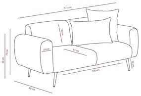 Dvoumístná pohovka PISA světle šedá