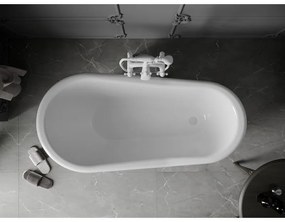 Mexen Retro, volně stojící vana 150 x 73 cm, bílá-černá, bílé nohy, 53251507375-20