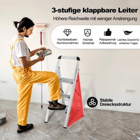Costway Stupňovitý žebřík se 3 stupni skládací hliníková schůdky