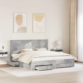 Rám postele s čelo Betonově šedá 180 x 200 cm Kompozitní dřevo 3411274