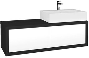 Dřevojas Koupelnová skříň STORM SZZ2 120 (umyvadlo Kube) Varianta: D01 Beton / L01 Bílá vysoký lesk / Levé