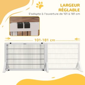 PawHut Bezpečnostní Bariera pro Psy, 2-panelová nastavitelná šířka ochranná bariéra 101-181D x 44Š x 67V cm, pro schody, dveře, chodby, z borovicovéh…