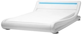 Bílá kožená postel s LED světlem 180x200 cm AVIGNON Beliani