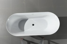Erga Molly, volně stojící vana 150x75 cm + odtoková zátka, bílá lesklá, ERG-Molly-150075-WH-WH