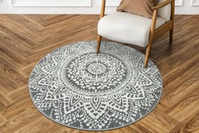 Koberec Lima G757A mandala, krémový / šedý kruh