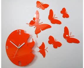 3D nalepovací hodiny Butterfly oranžové
