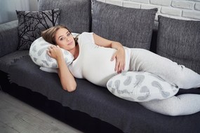 Těhotenský a kojicí polštář BABYMAM PREMIUM 300 cm 3v1 - Peříčka s bílou