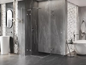 Mexen Lunar, L Duo výklopný sprchový kout 80 x 80 cm, 8mm čiré sklo, ocelový profil, 834L-080L-080P-97-00
