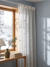 Sinsay - Záclona na řasící pásce s vyšívaným vzorem stromečků - bílá