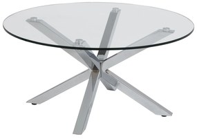 Kulatý konferenční stolek Skleněná deska Černé nohy HONI