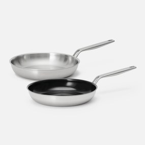 Fabini Sada pánví Lucca 4.0 Pro, ø 26 cm, 2 díly - Nerezová beznýtová pánev z vícevrstvé nerezové oceli + nepřilnavá nerezová beznýtová pánev s keramickým povrchem z vícevrstvé nerezové oceli