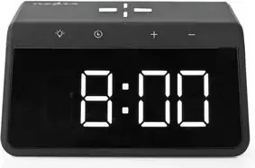 Nedis WCACQ30BK černá / Budík s bezdrátovou nabíječkou / 15 W / 1x USB