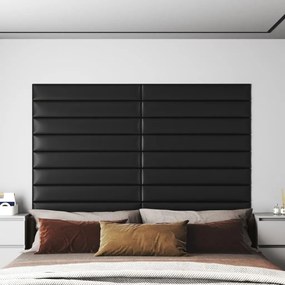 Nástěnné panely 12 ks černé 90 x 15 cm umělá kůže 1,62 m² - Default Title
