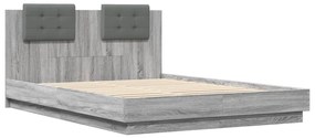 vidaXL Rám postele s čelem šedý sonoma 140 x 200 cm kompozitní dřevo