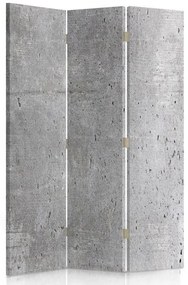 Ozdobný paraván Šedá betonová zeď - 110x170 cm, třídílný, obustranný paraván 360°