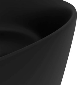 Luxusní umyvadlo kulaté matné černé 40 x 15 cm keramické 147019