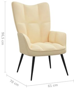 Relaxační křeslo Molde se stoličkou - samet | krémově bílé