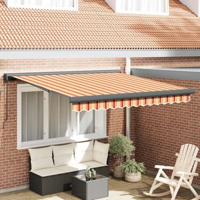 Stahovací markýza Žlutá a oranžová 350 x 250 cm Plátno a hliník 3330263