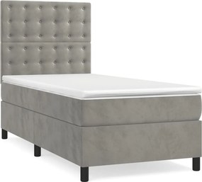 Box spring postel s matrací světle šedá 90x190 cm samet 3143235