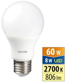 LED žárovka E27 McLED 8W (60W) teplá bílá (2700K) ML-321.094.87.0