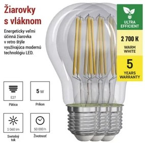 Emos lighting LED žárovka Filament A60 A CLASS/ E27 / 5 W (75 W) / 1 060 lm / teplá bílá 1525283276