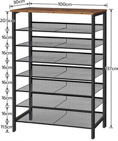 Botník Vasagle Grego 100 cm černý/hnědý