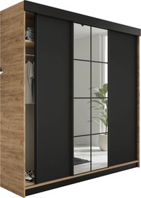 Posuvná skříň LAMARO dub Craft zlatý a černý - 200x205x59cm