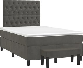 Box spring postel s matrací tmavě šedá 120 x 200 cm samet 3138014