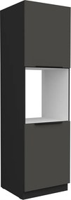 ARIA pe | vysoká skříňka 60 DP-210 2F na vestavnou troubu | 60 cm | ANTI FINGERPRINT povrch | černá/šedá grafit