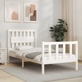vidaXL Rám postele s čelem 90 x 200 cm masivní dřevo [3192414] Barva: Bílá
