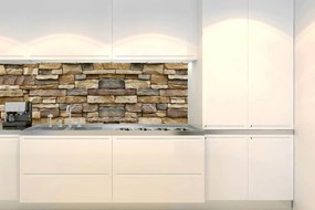 DIMEX | Fototapeta do kuchyně Béžové kamenné obložení KI-180-256 | 180 x 60 cm | hnědá, béžová, okrová, šedá