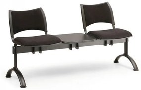 Čalouněná lavice SMART, 2-sedák + stolek - černé nohy / Modrá