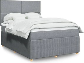 Box spring postel s matrací světle šedá 140 x 200 cm textil