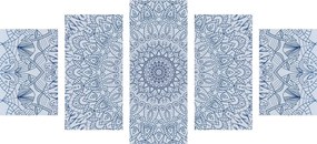 5-dílný obraz detailní ozdobná Mandala v modré barvě Varianta: 100x50