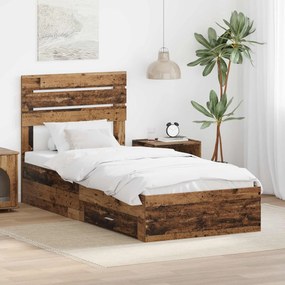Rám postele s čelo Staré dřevo 90 x 200 cm Kompozitní dřevo 3411689