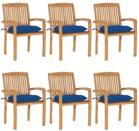Stohovatelné zahradní židle s poduškami 6 ks masivní teak 3073277
