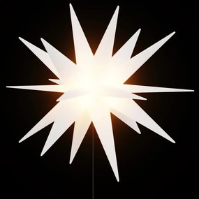 Svítící vánoční hvězda s hrotem a LED skládací bílá 57 cm